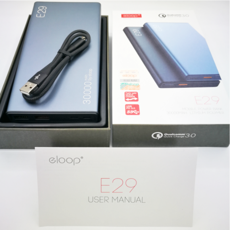 E29 Powerbank 30000mAh Fast Charge QC3.0 PD 20W จัดส่งฟรี! – www.EloopThailand.com